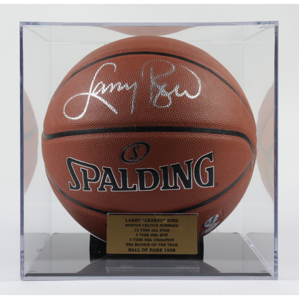 Larry Bird Signed NBA Basketball with Display Case (PSA COA & Bird ...