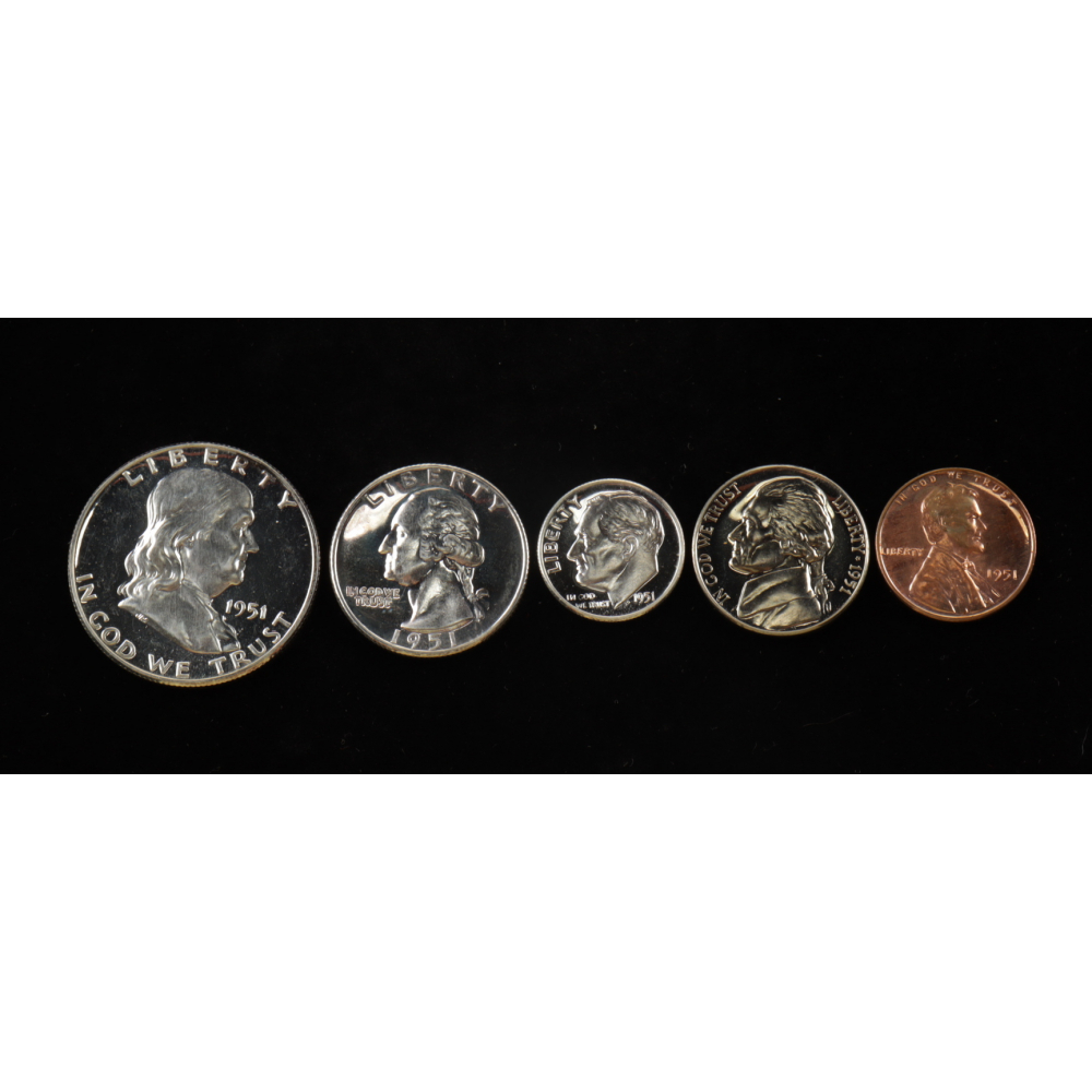 1951 United States Mint Proof Set of (5) Coins | Pristine Auction
