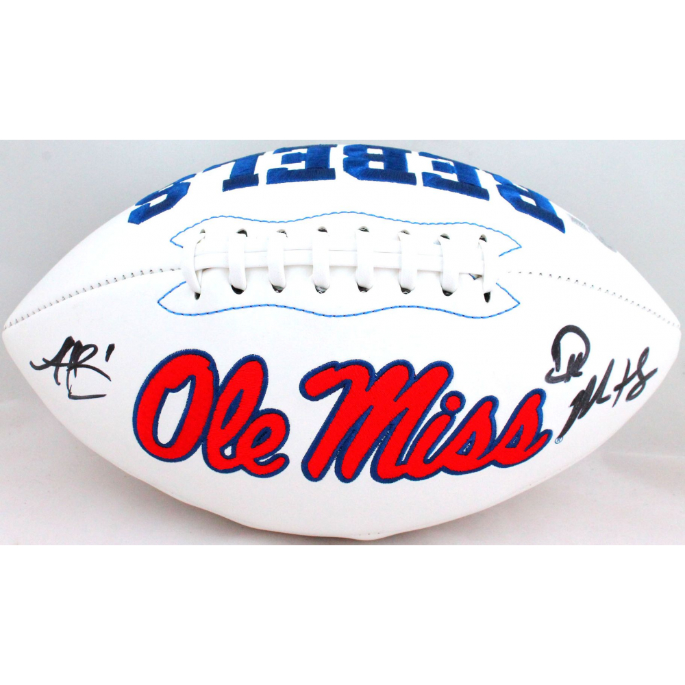 A. J. Brown & DK Metcalf Signed Ole Miss Rebels Logo Football (Beckett ...