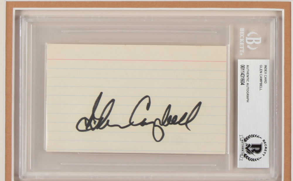 Glen Campbell Signed 14x18 Custom Matted Index Card Display (BGS ...