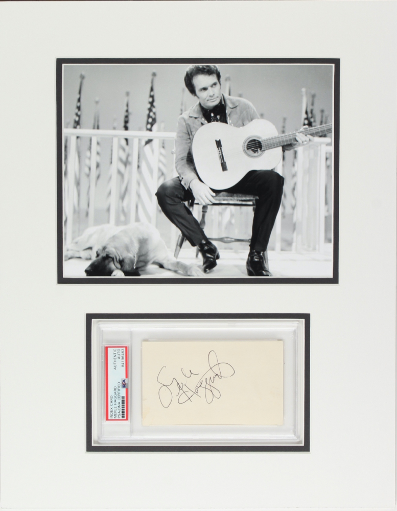 Merle Haggard Signed 14x18 Custom Matted Index Card Display (PSA ...