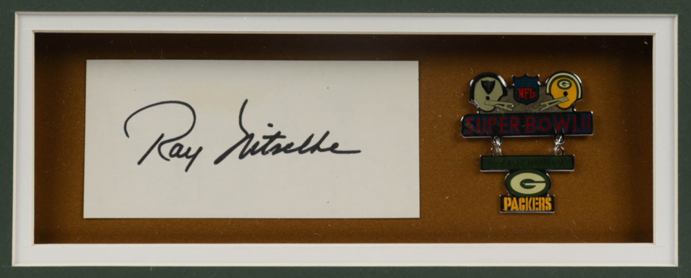 Ray Nitschke Signed 34x38 Custom Framed Cut Display with Super Bowl Pin ...