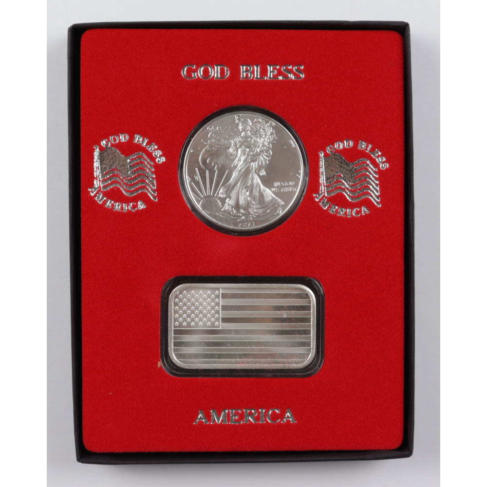 2021 "God Bless the USA" American Silver Eagle Proof Coin & 1 Troy ...