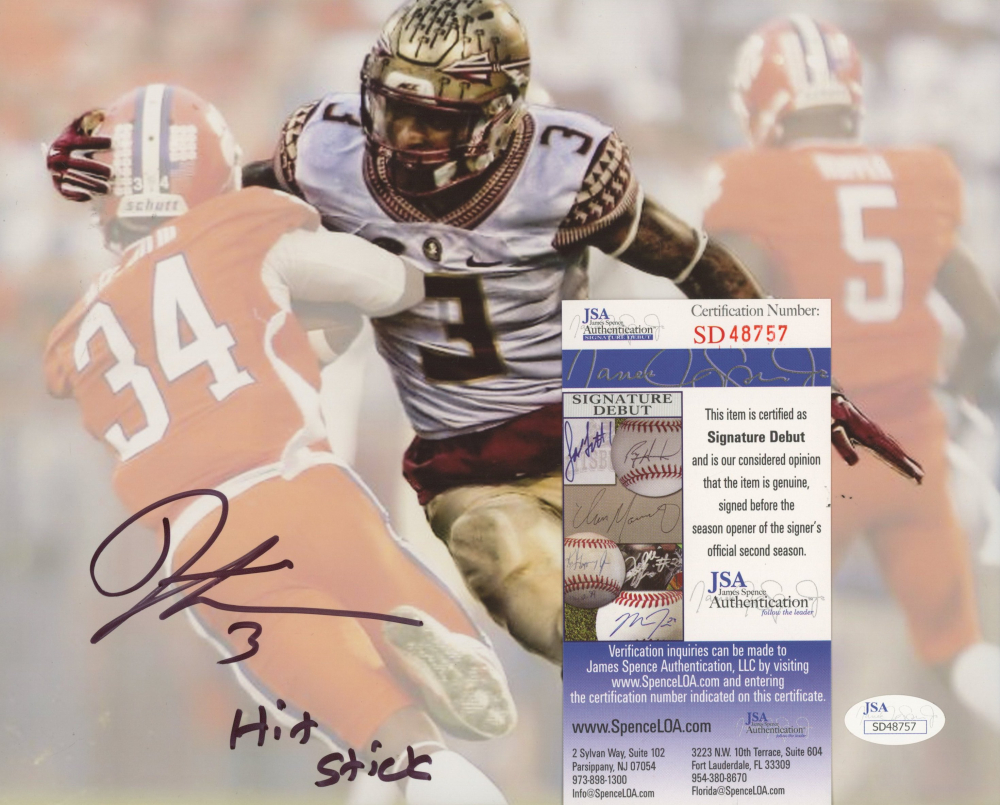 Derwin James Signed Florida State Seminoles 8x10 Photo Inscribed "Hit ...