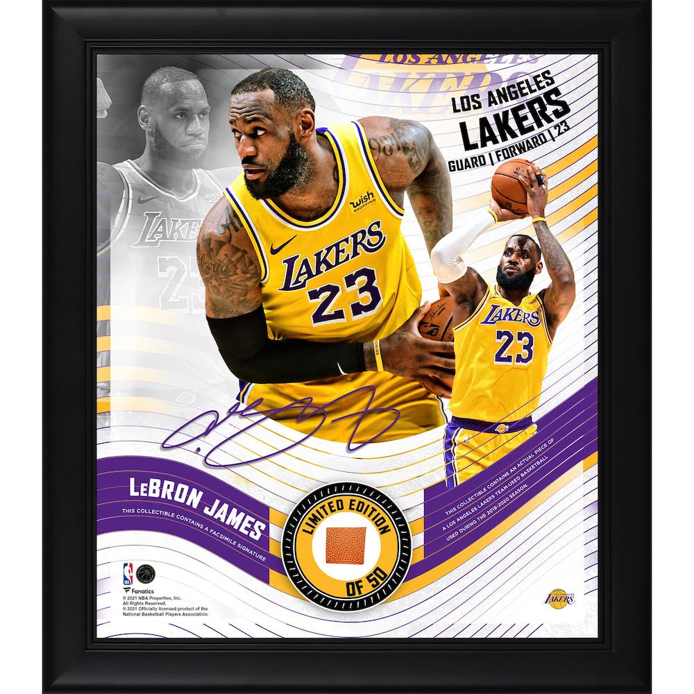LeBron James LE Lakers 15x17 Custom Framed Photo Display with Game-Used ...