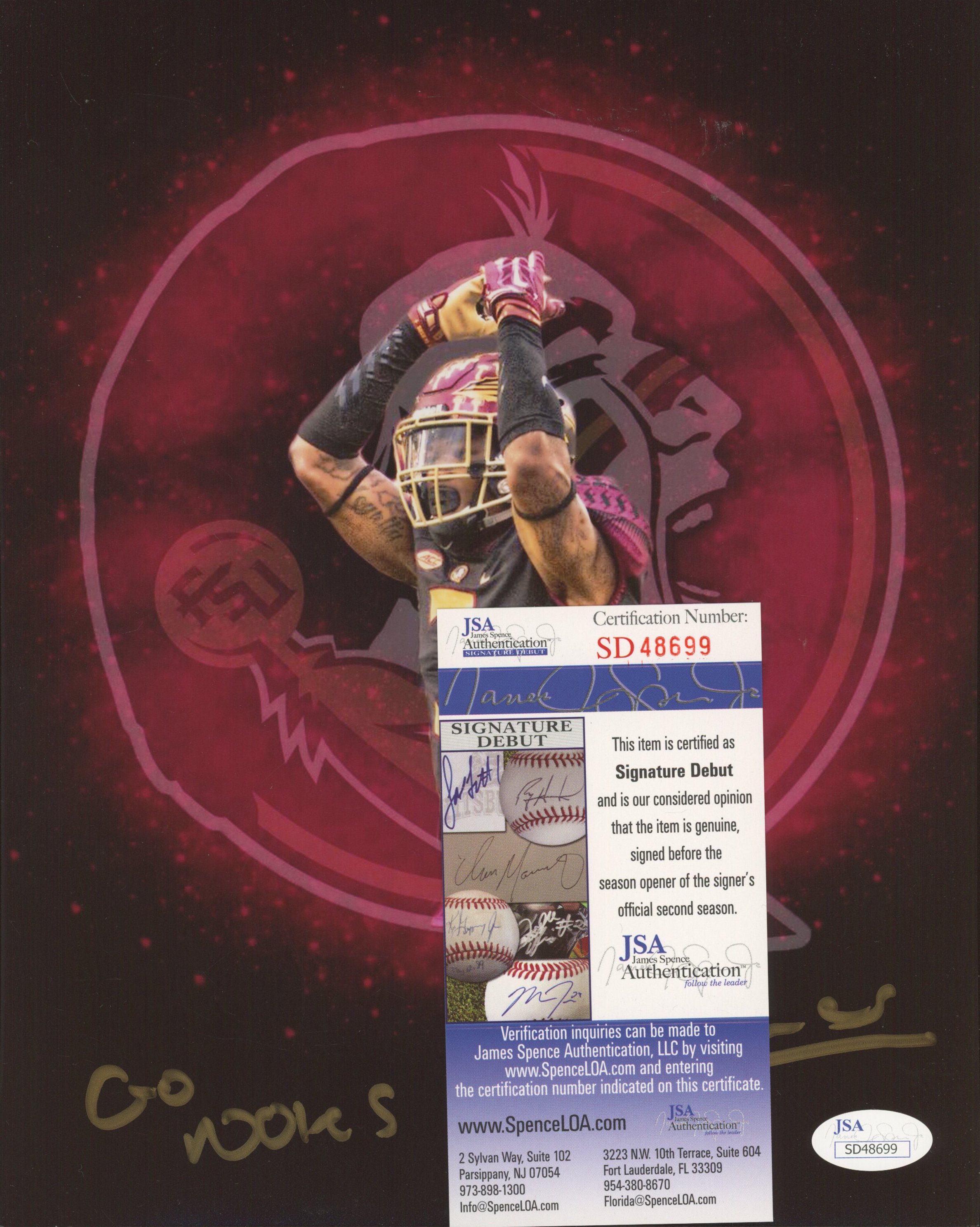 Derwin James Signed Florida State Seminoles 8x10 Photo Inscribed "Go ...