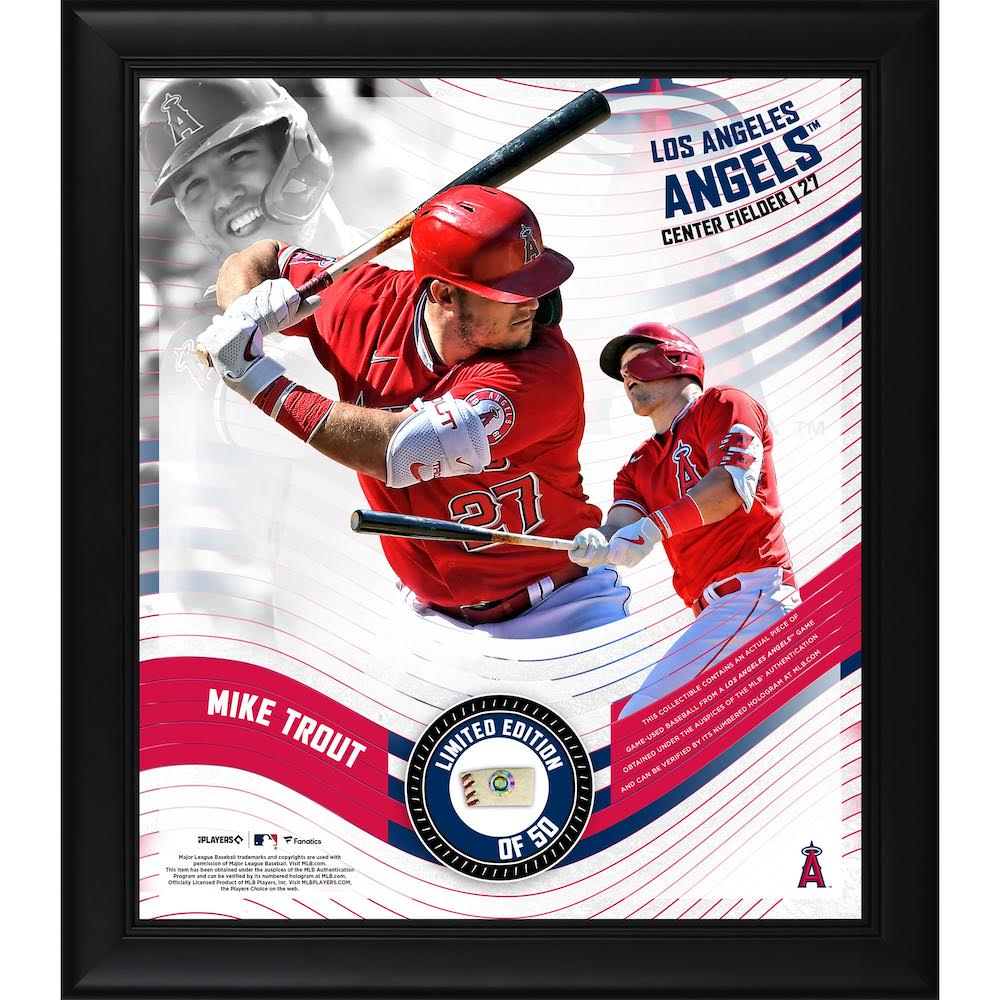 Mike Trout LE Angels 15x17 Custom Framed Photo Display with Game-Used ...