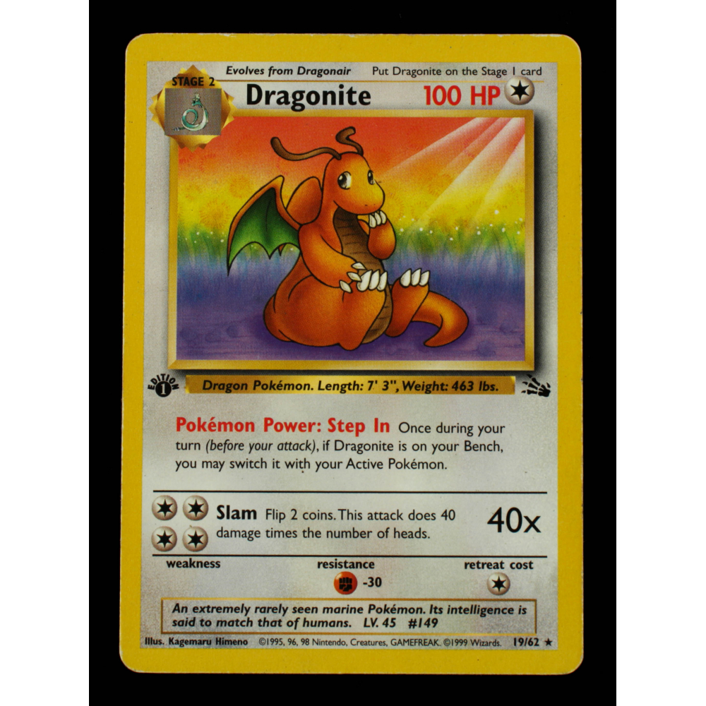 Dragonite 1996 Pokemon 1st Edition Fossil #19 | Pristine Auction