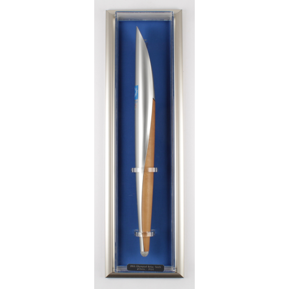Official 2004 Athens Olympic Torch with Display Case | Pristine Auction