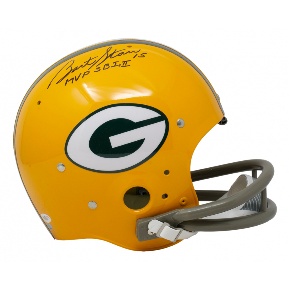 Bart Starr Signed Packers Full-Size Throwback Suspension Helmet ...