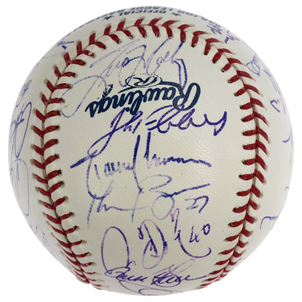 2005 Yankees OML Baseball Signed by (29) with Derek Jeter, Mariano Rivera, Randy Johnson, Mike ...