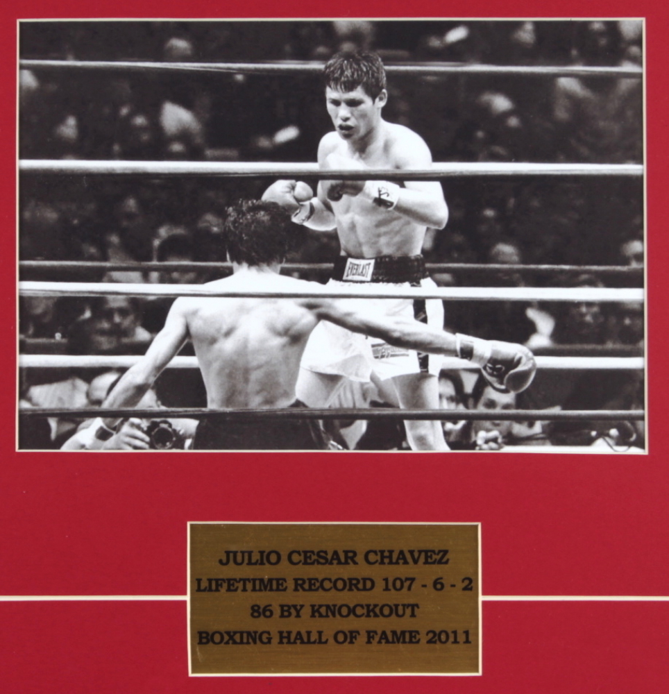 Julio Cesar Chavez Signed 17x22 Custom Framed Boxing Glove Display (PSA ...