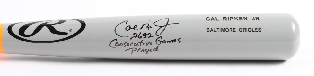 Cal Ripken Jr. Signed Rawlings Player Model Baseball Bat Inscribed ...