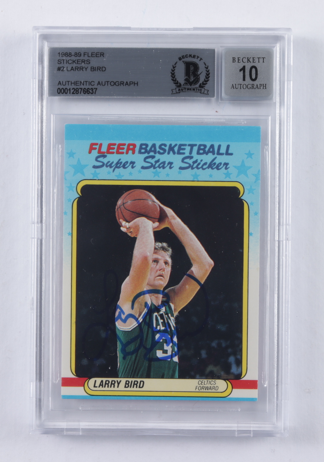 Larry Bird Signed 1988-89 Fleer Stickers #2 (BGS Encapsulated ...