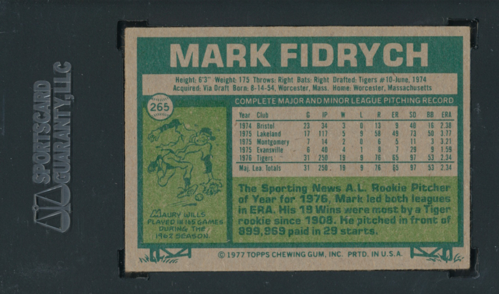 Mark Fidrych Signed 1977 Topps #265 RC (SGC Encapsulated) | Pristine ...