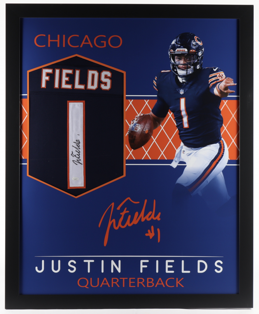 Justin Fields Signed 35x43 Custom Framed Jersey (JSA Hologram) (See ...