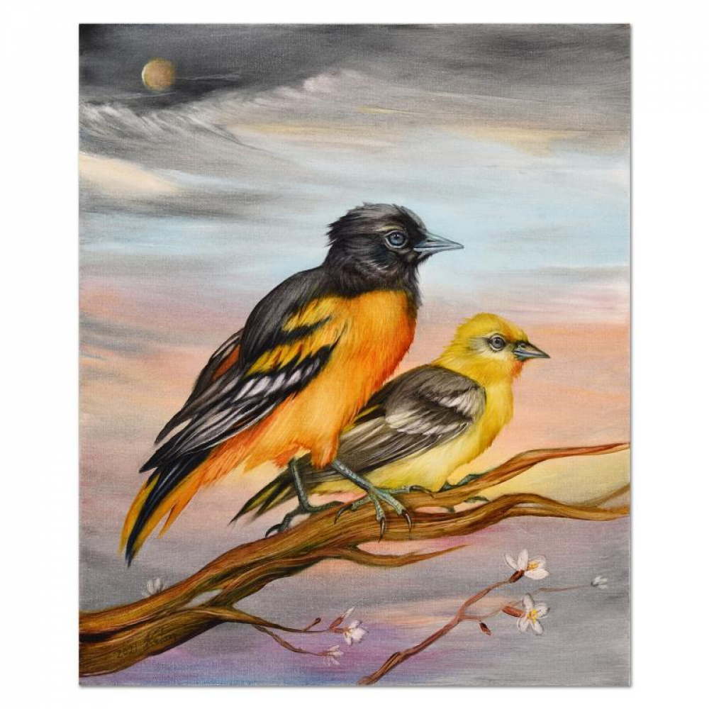 Martin Katon Signed "Baltimore Oriole Pair" 20x24 Original Oil Painting ...