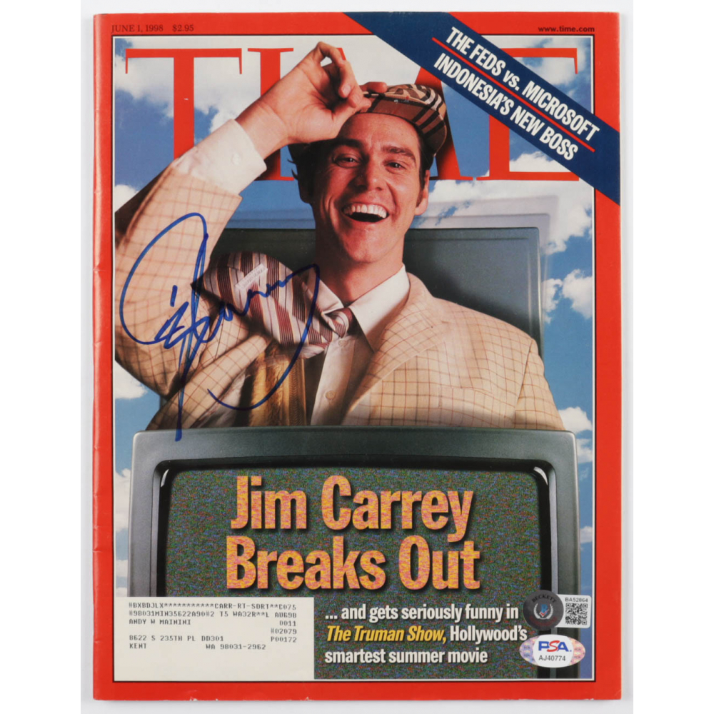 Jim Carrey Signed 1998 Time Magazine (Beckett COA) (See Description ...