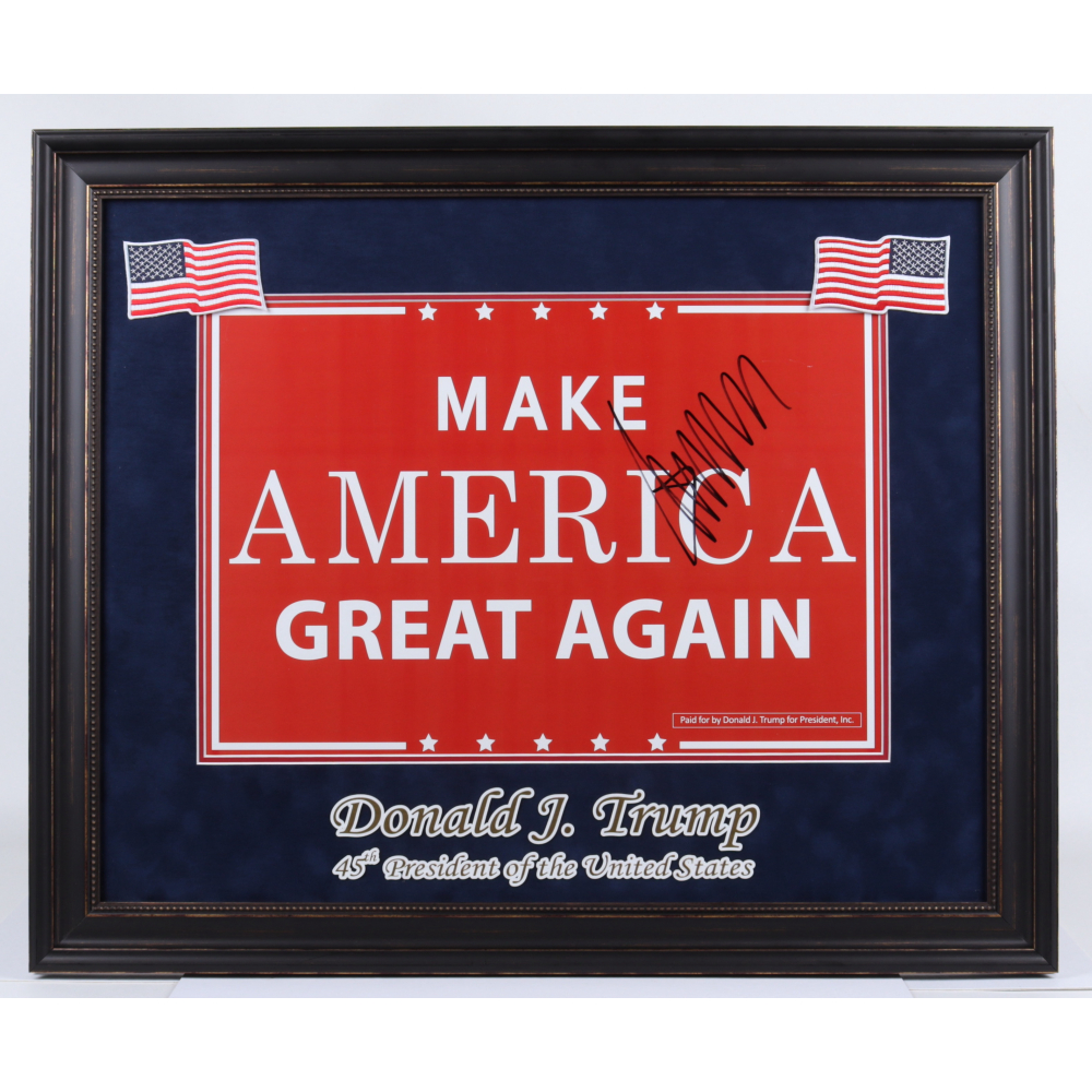 Donald Trump Signed 23.5x28.5 Custom Framed Official 2016 "Make America ...