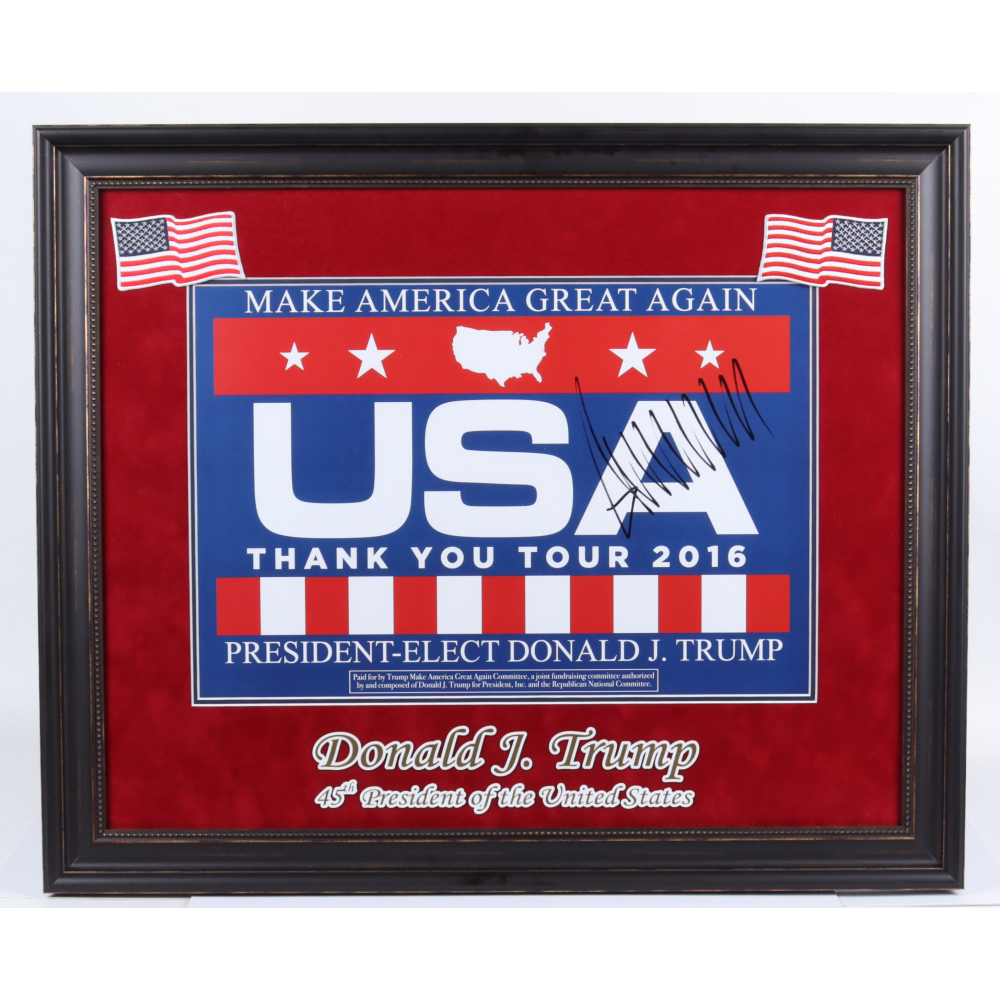 Donald Trump Signed 23.5x28.5 Custom Framed Official 2016 "Make America ...