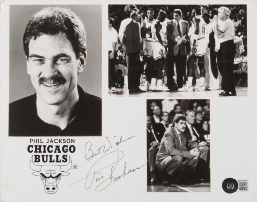 Phil Jackson Signed Bulls 8x10 Photo Inscribed "Best Wishes" (Beckett ...