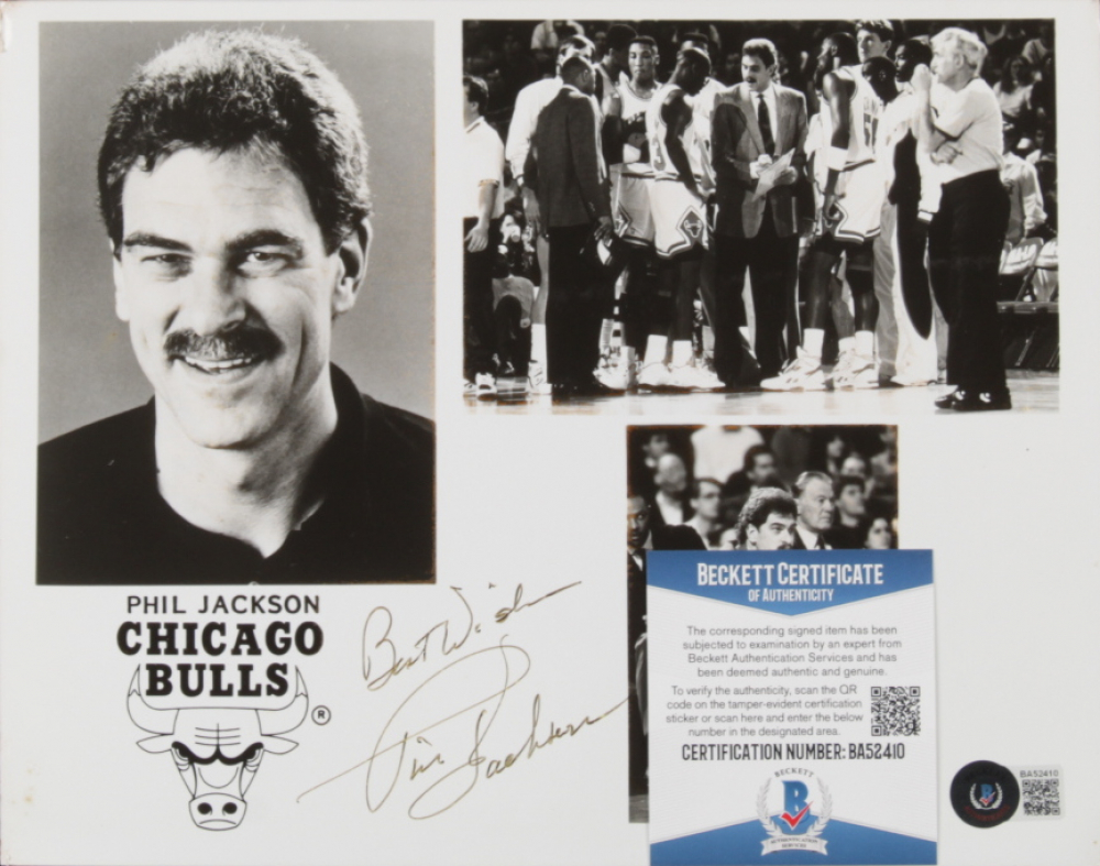 Phil Jackson Signed Bulls 8x10 Photo Inscribed "Best Wishes" (Beckett ...