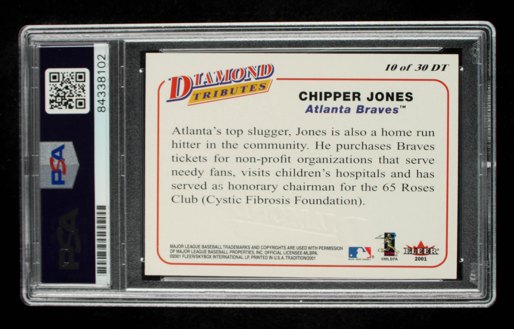 Chipper Jones Signed 2001 Fleer Tradition Diamond Tributes #DT10 (PSA ...