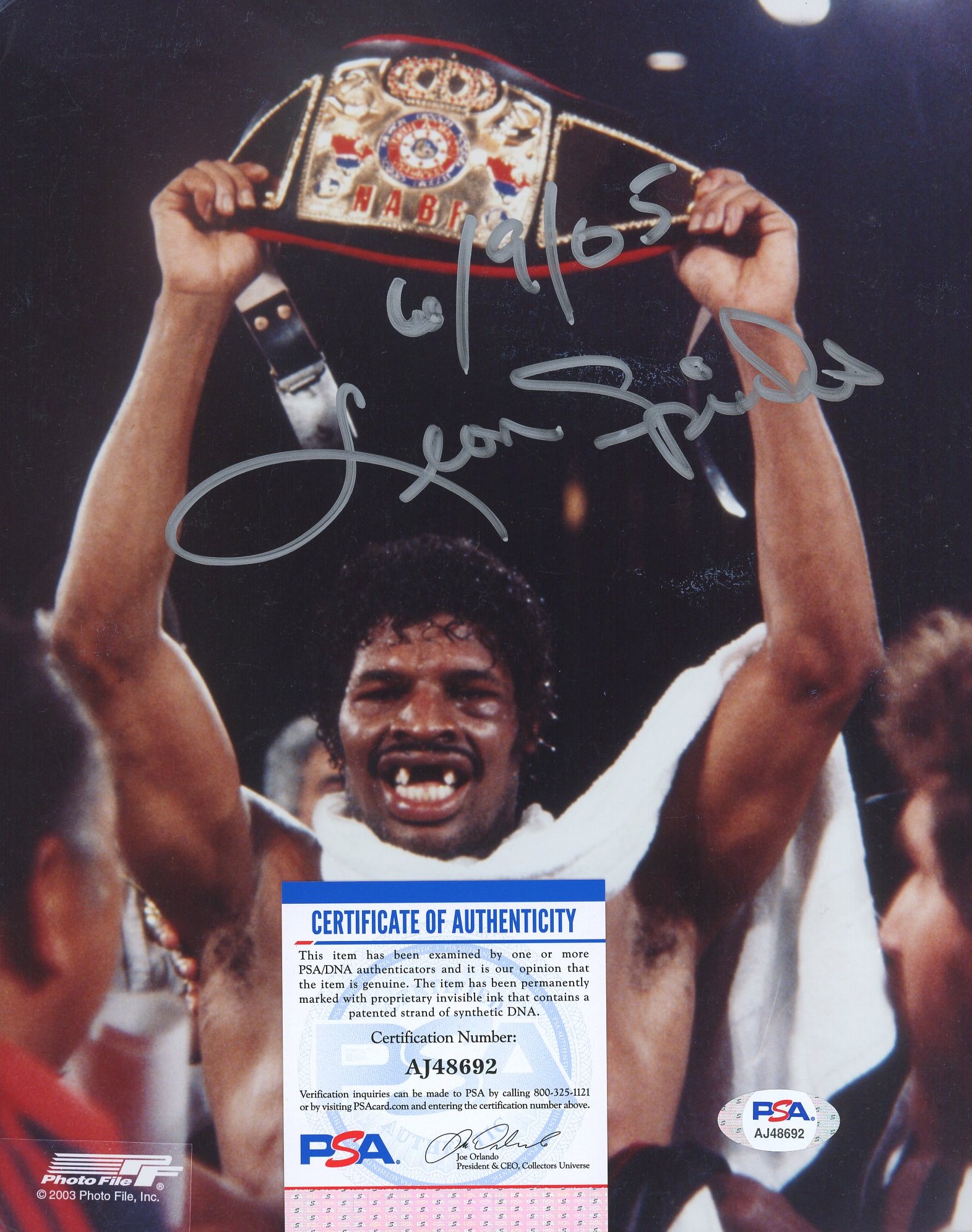 Leon Spinks Signed 8x10 Photo Inscribed "6/9/05" (PSA) | Pristine Auction