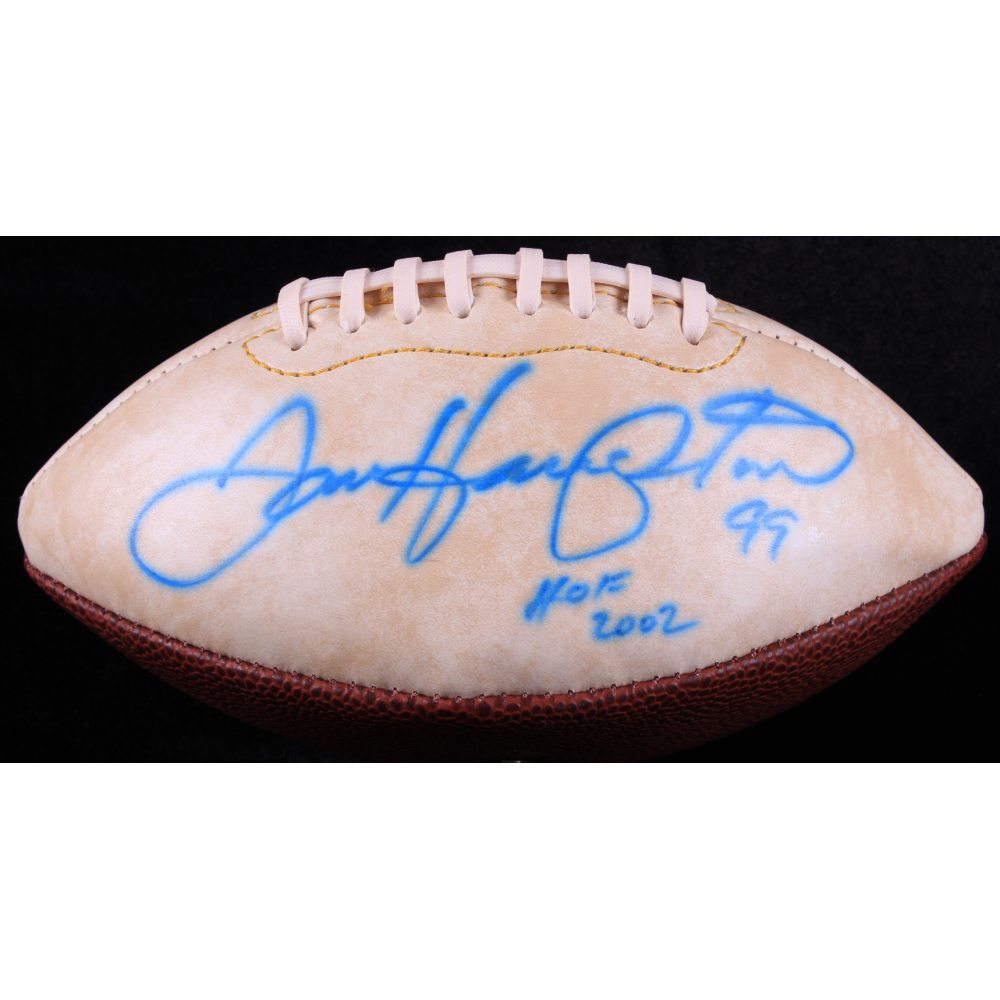 Dan Hampton Signed Bears Logo Mini Football Inscribed "HOF 2002 ...