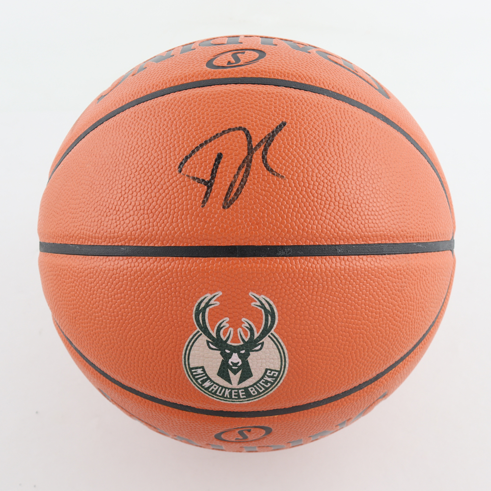 Giannis Antetokounmpo Signed Bucks Logo NBA Game Ball Series Basketball ...