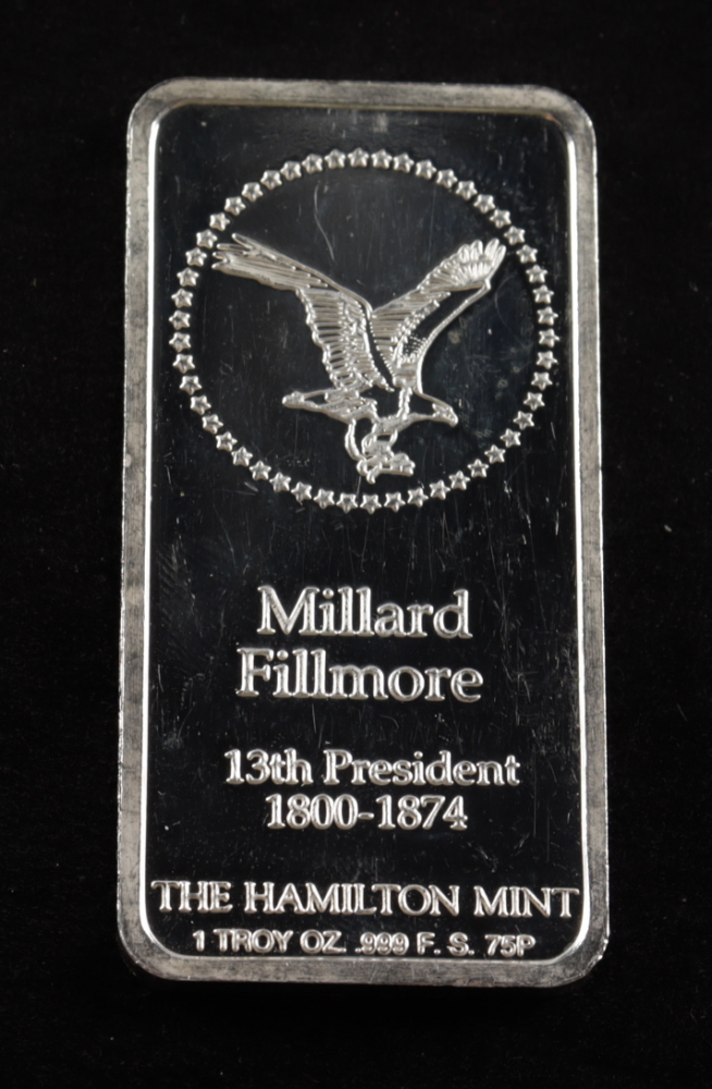 1 Oz .999 Fine Silver "Millard Fillmore" Hamilton Mint Silver Bullion ...