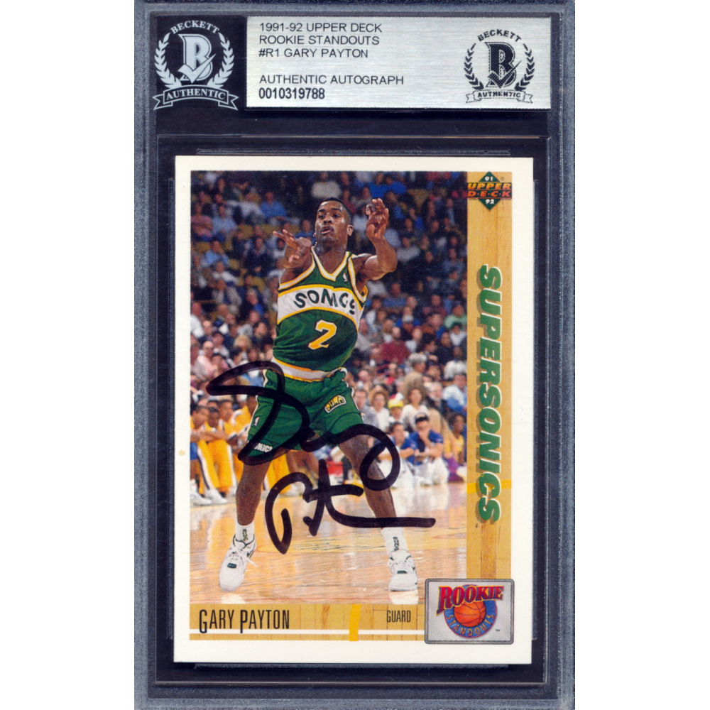 Gary Payton Signed 1991-92 Upper Deck Rookie Standouts #R1 (BGS ...