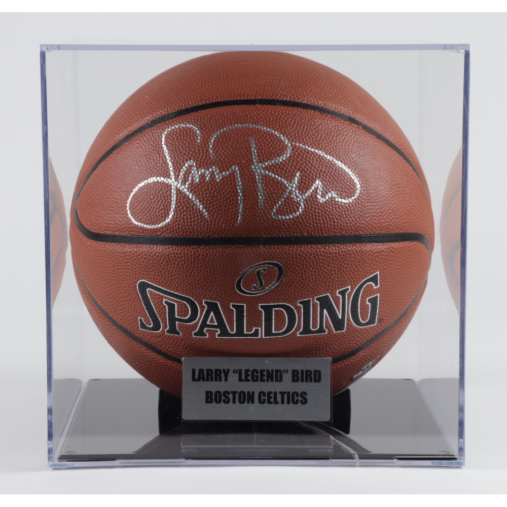 Larry Bird Signed NBA Basketball with Display Case (PSA COA & Bird ...