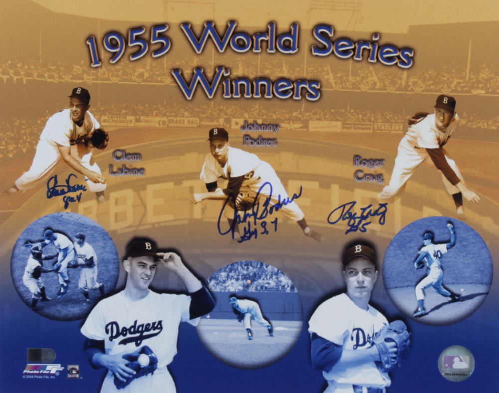 Johnny Podres, Clem Labine & Roger Craig Signed Dodgers 11x14 Photo ...