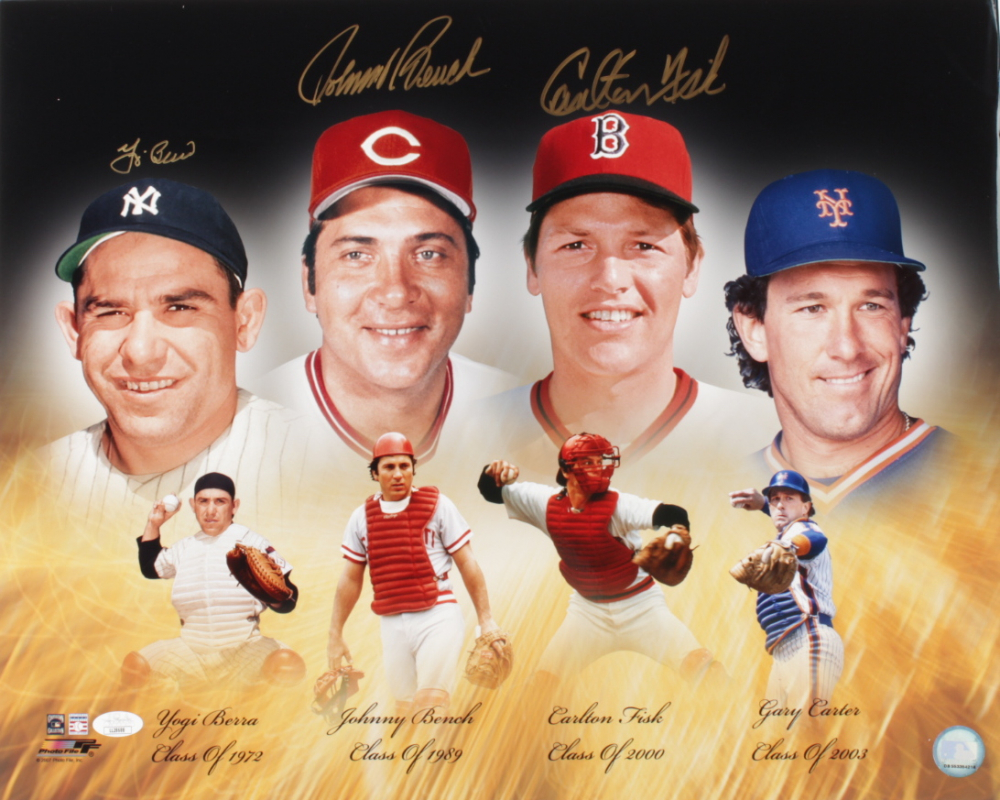 Yogi Berra, Johnny Bench, & Carlton Fisk signed Hall of Fame Catchers ...