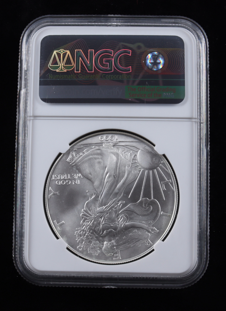 Mint Error - 1999 American Silver Eagle $1 One Dollar Coin - Minor Reverse Struck Thru (NGC MS69 ...