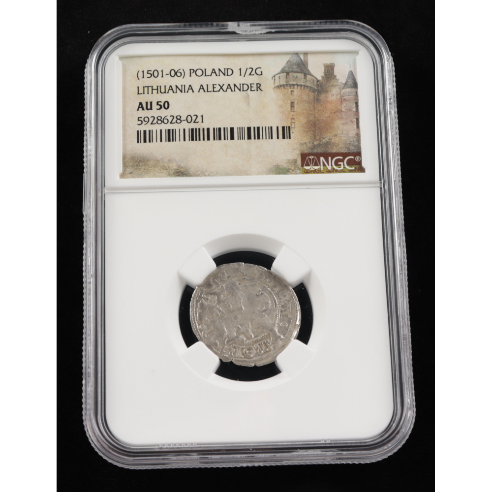 Alexander I (1501-1506) Lithuania 1/2 Groschen Medieval Silver Coin ...