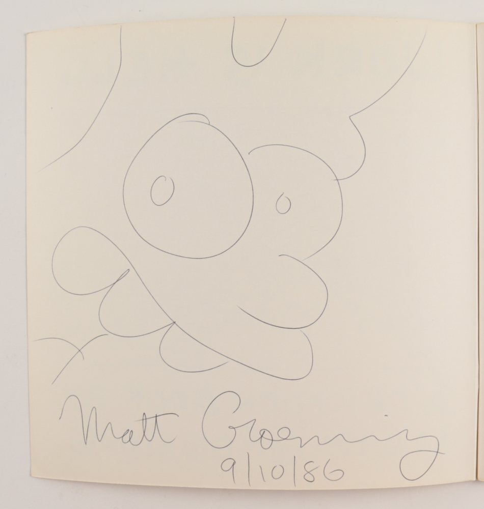 Matt Groening Signed "Work Is Hell" Cartoon Book with Hand Drawn Sketch ...
