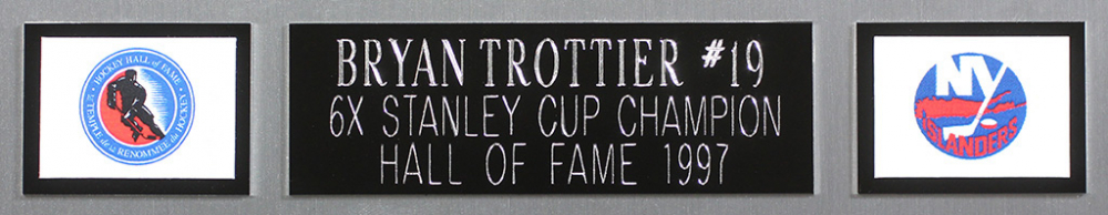Bryan Trottier Signed 35x43 Custom Framed Jersey Display Inscribed "HOF ...