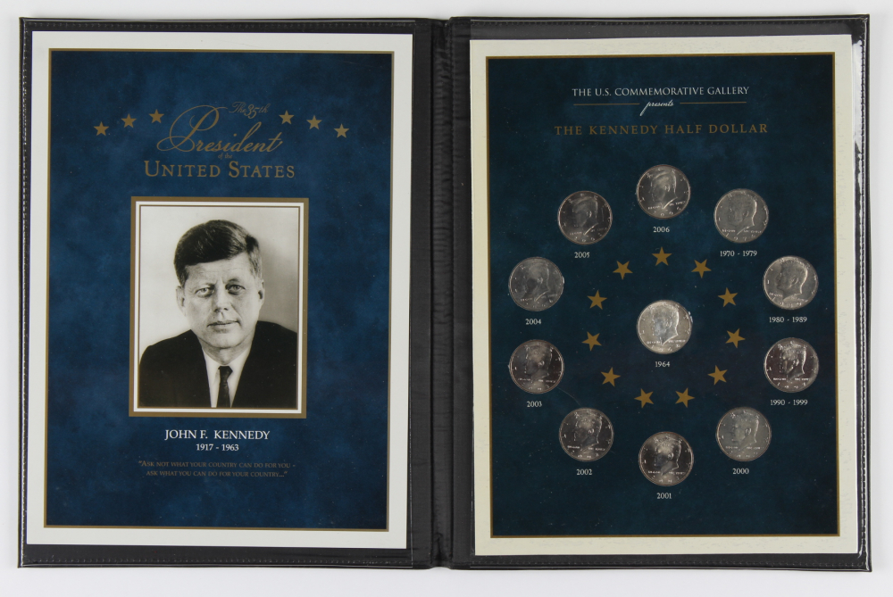 Commemorative Set of (11) John F. Kennedy Half Dollar Coins with ...