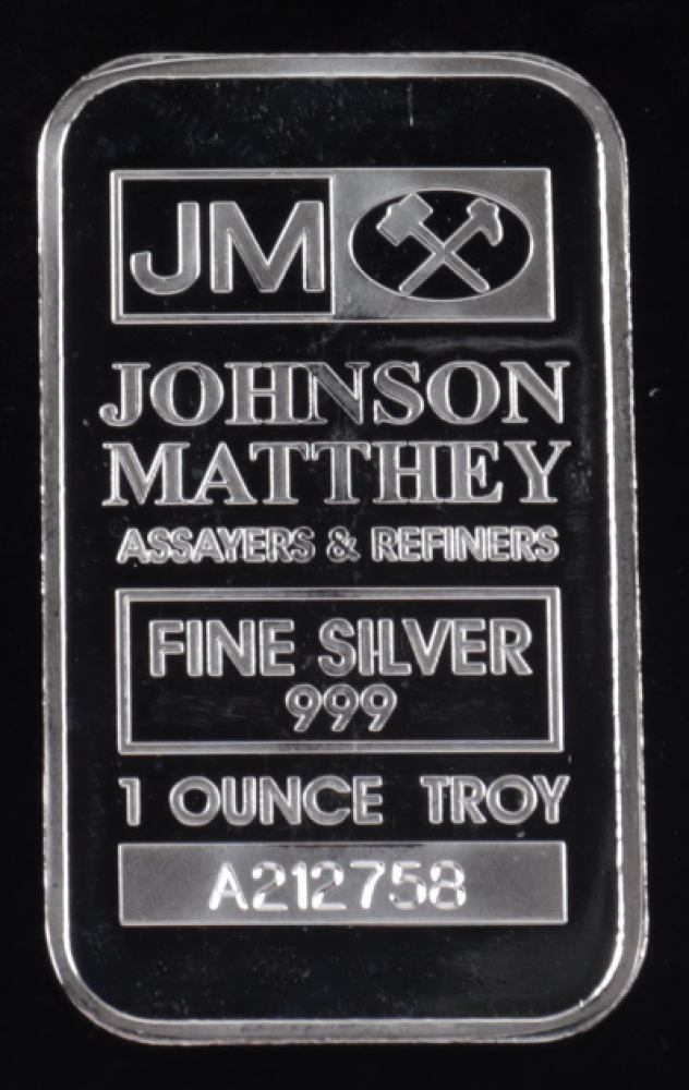 1 Oz .999 Fine Silver Johnson Matthey Assayers & Refiners Bullion Bar ...