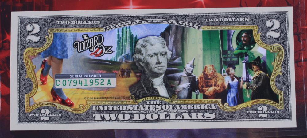 "The Wizard Of Oz" Legal Tender Colorized U.S. $2.00 Two Dollar Bill ...