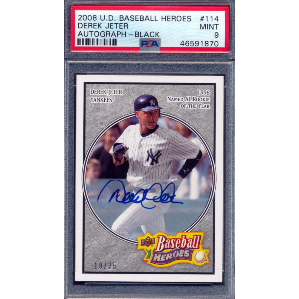 Derek Jeter 2008 Upper Deck Heroes Autographs Black #114 #10/25 (PSA 9 ...