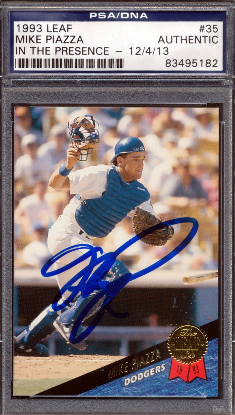 Mike Piazza Signed 1993 Leaf #35 RC (PSA Encapsulated) | Pristine Auction