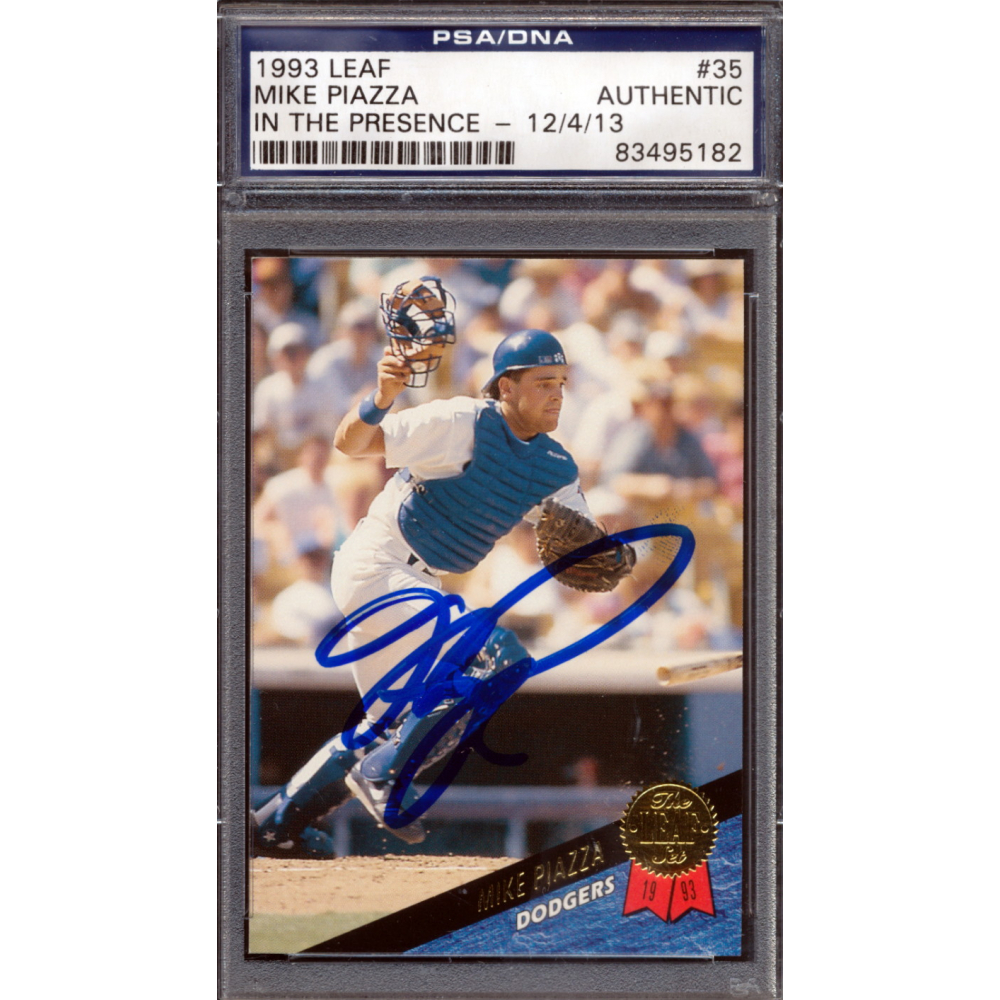 Mike Piazza Signed 1993 Leaf #35 RC (PSA Encapsulated) | Pristine Auction