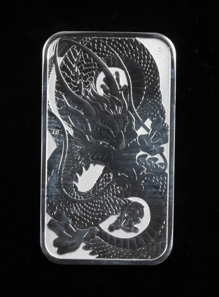 2021 Perth Mint 1 Oz .999 Fine Silver Australian Dragon $1 Bullion Bar ...