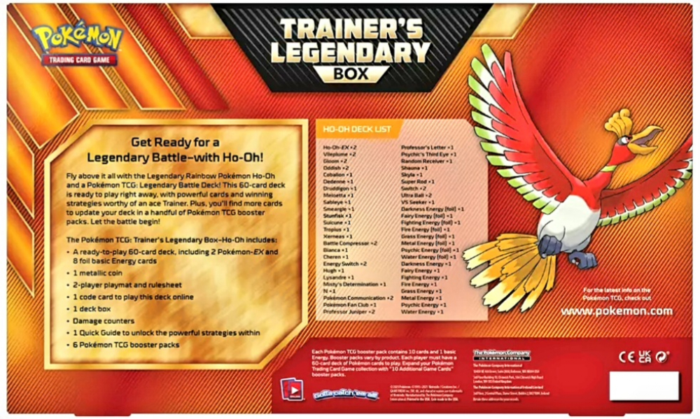 Pokemon Trading Card Game HO-OH Trainer's Legendary Box with (60) Cards ...