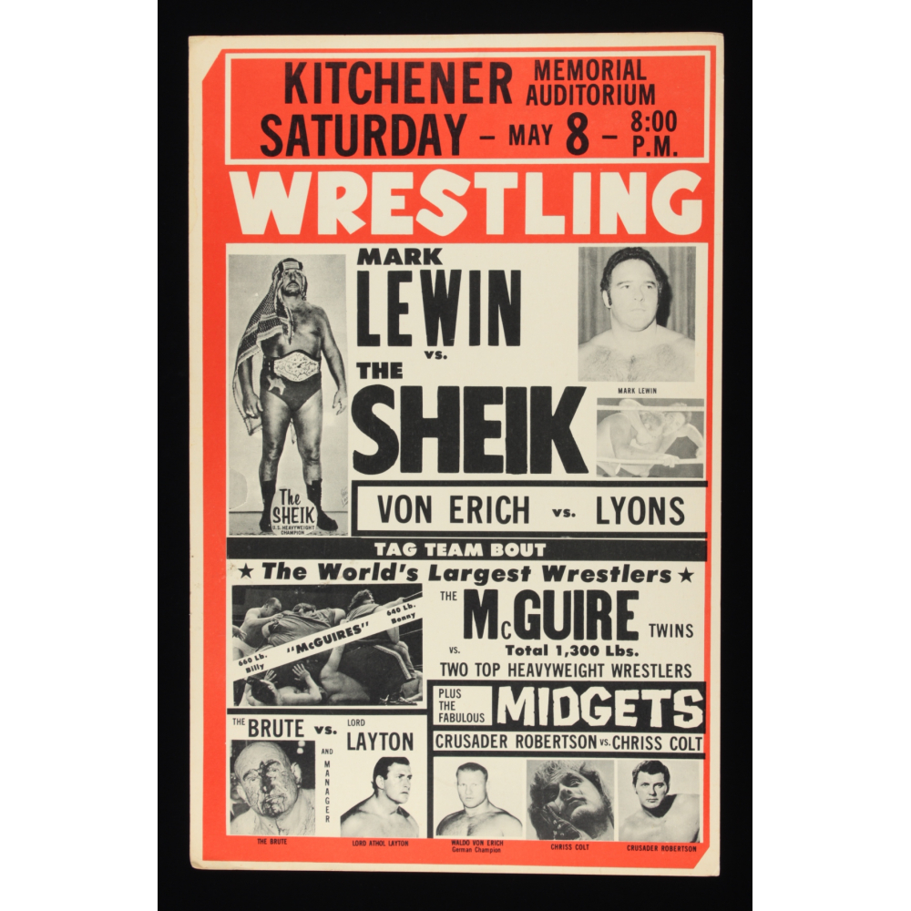 Mark Lewin vs The Sheik 14x22 Original Wrestling Poster | Pristine Auction