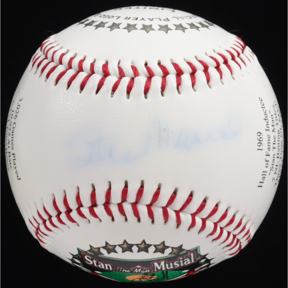 Stan Musial Signed LE Stan Musial Career Stat Logo Baseball (JSA COA ...