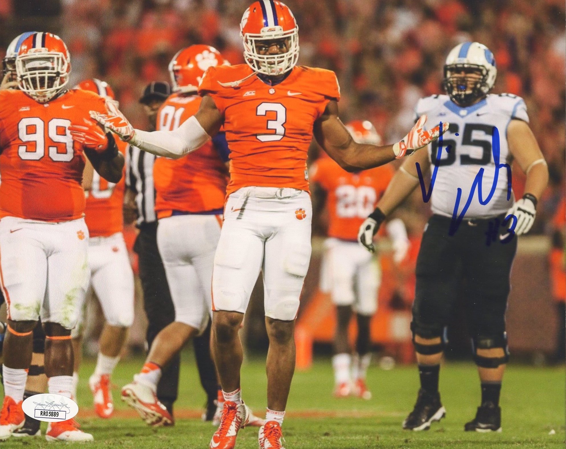 Vic Beasley Signed Clemson Tigers 8x10 Photo (JSA COA) | Pristine Auction